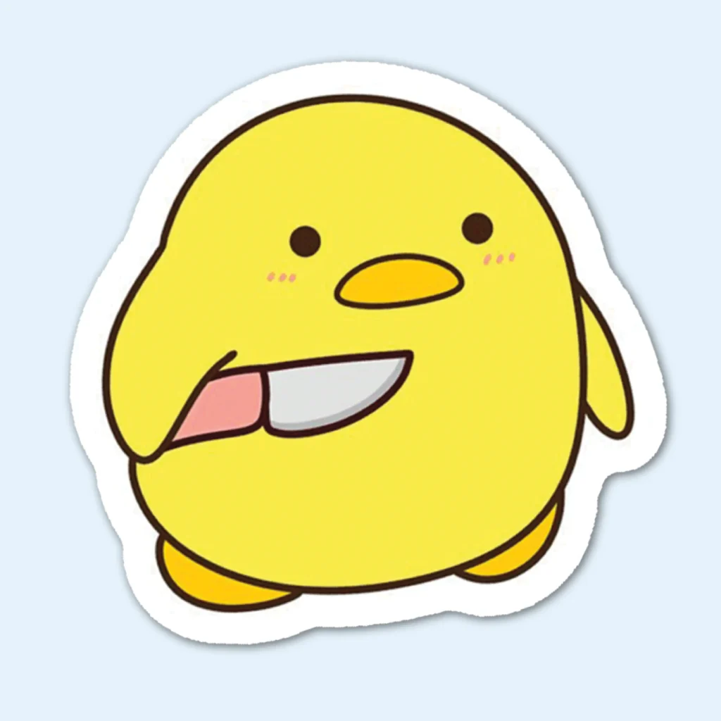 Cute Duck Holding Knife Sticker | Cute Stickers | Adorable Stickers