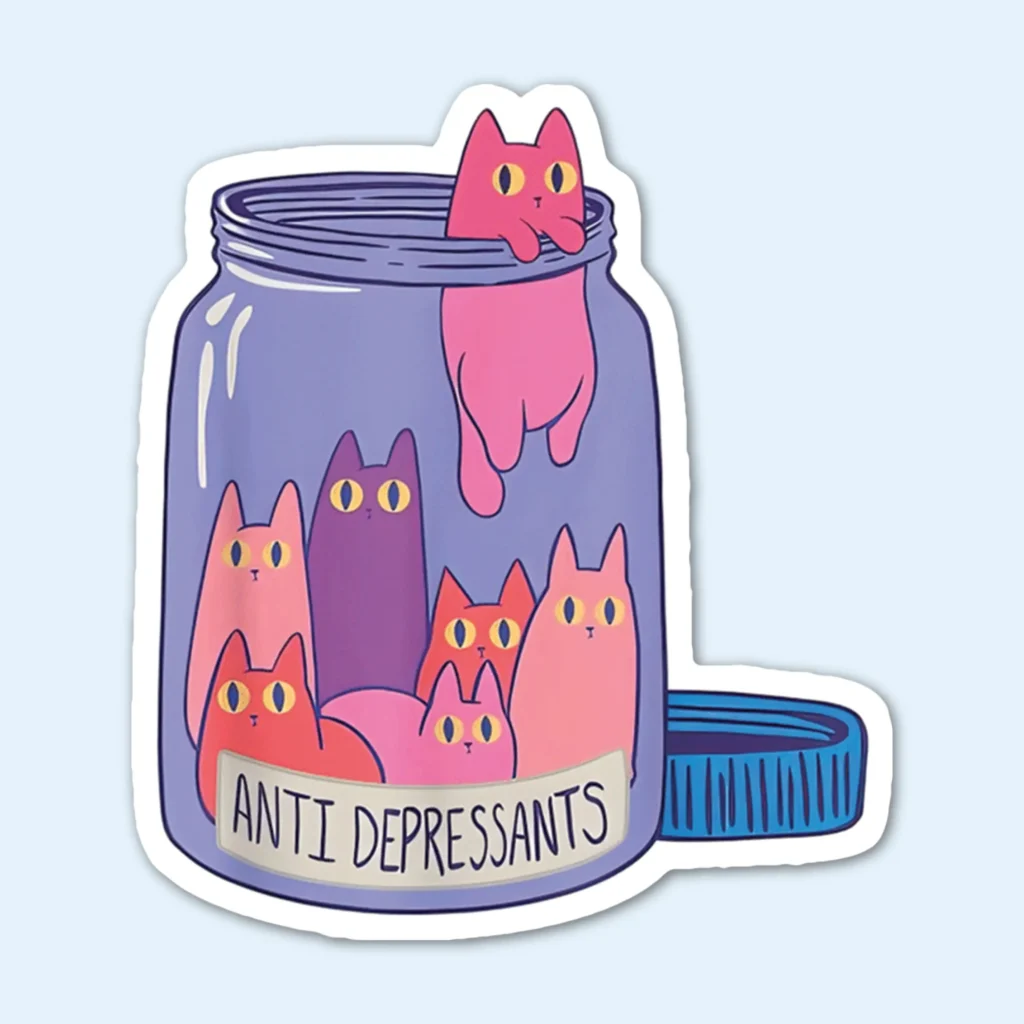 Cute Anti Depressants Sticker | Pink Aesthetic Stickers