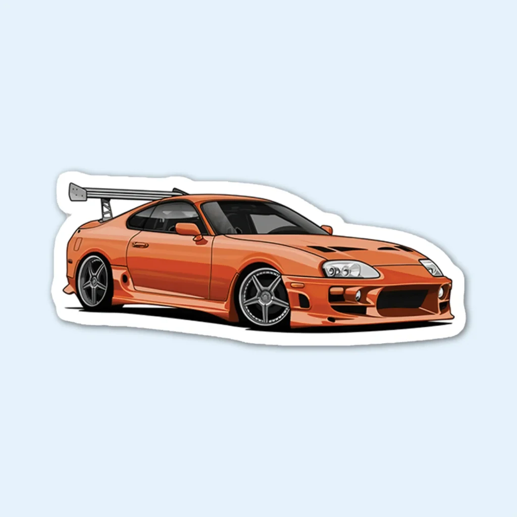 Orange Supra Sticker | Car Stickers for Laptops & More